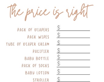 Minimalist the Price is Right Game | Price is Right Baby Edition ...