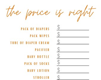 Minimalist the Price is Right Game | Price is Right Baby Edition ...