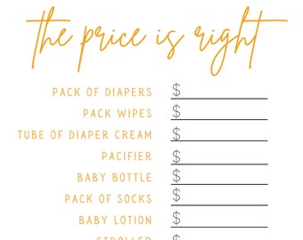 Minimalist the Price is Right Game | Price is Right Baby Edition ...