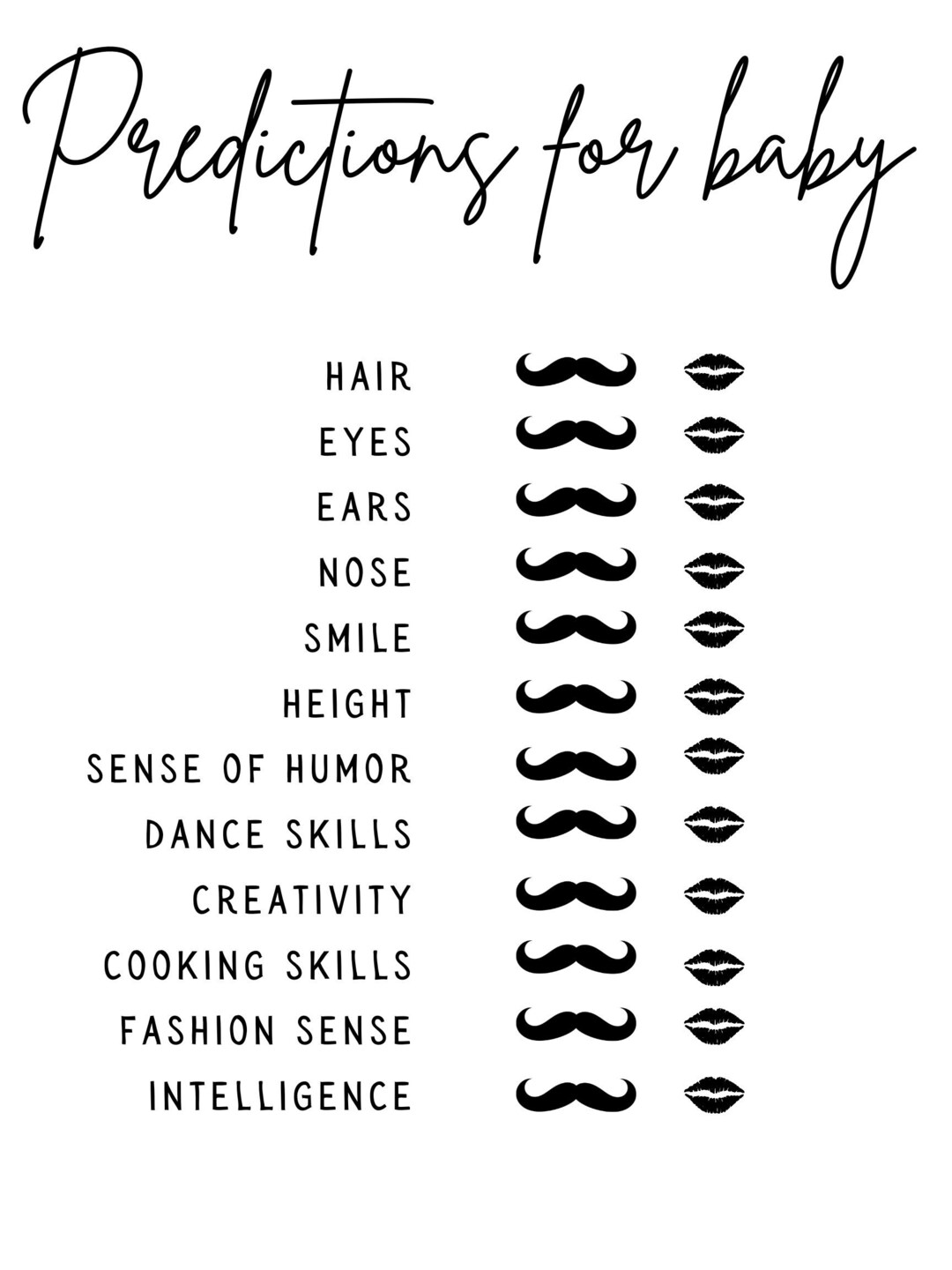 Minimalist Mommy or Daddy Prediction Chart | Baby Prediction Game ...