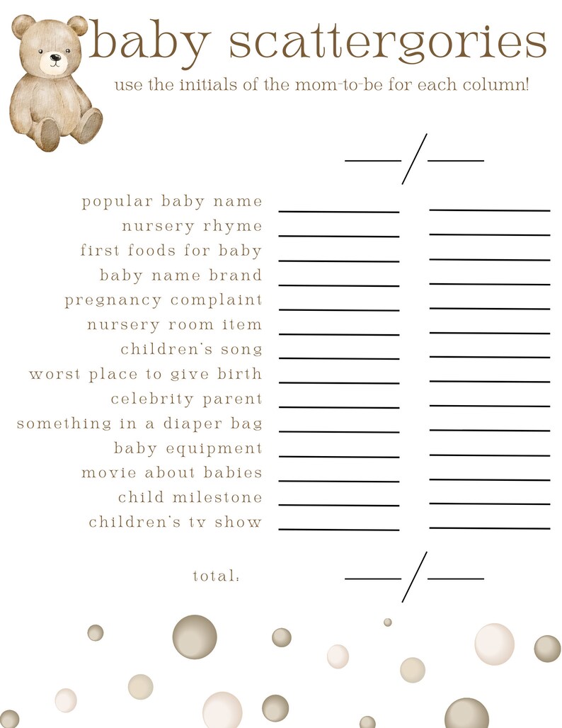 Teddy Bear Theme Baby Shower Game Bundle | Baby Shower Games | Baby ...