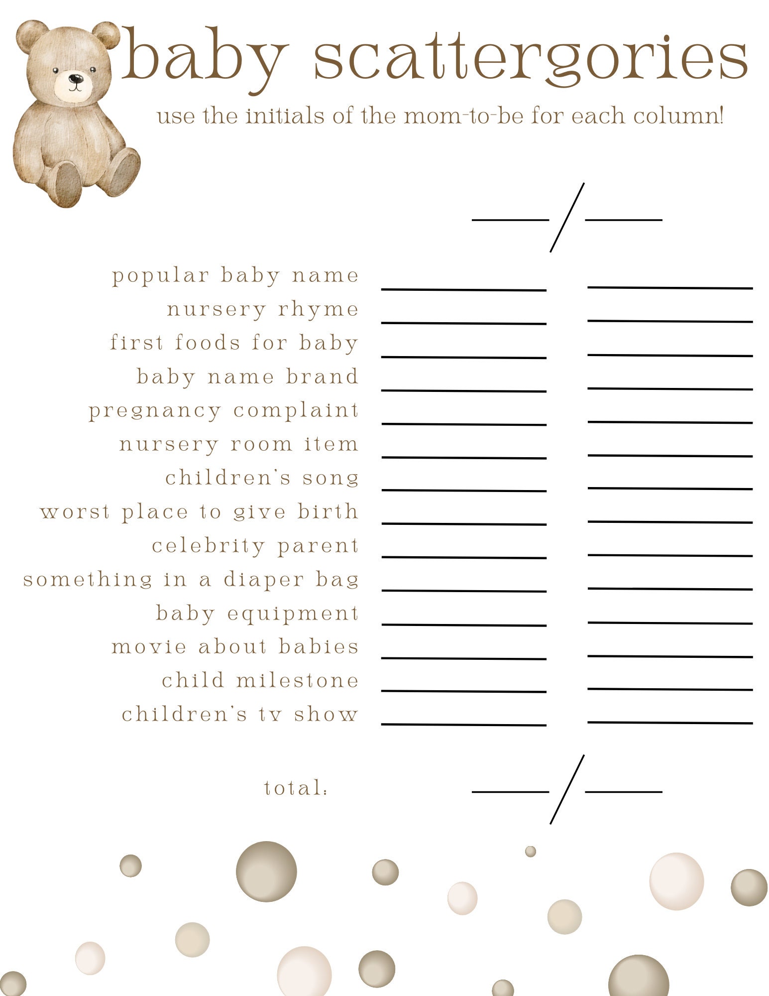 Teddy Bear Theme Baby Shower Game Bundle | Baby Shower Games | Baby ...