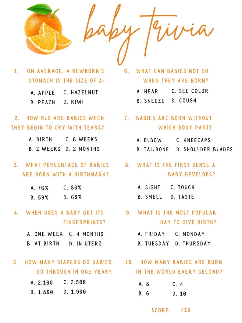 Little Cutie Baby Trivia | Little Cutie Baby Shower Theme | Baby Shower ...