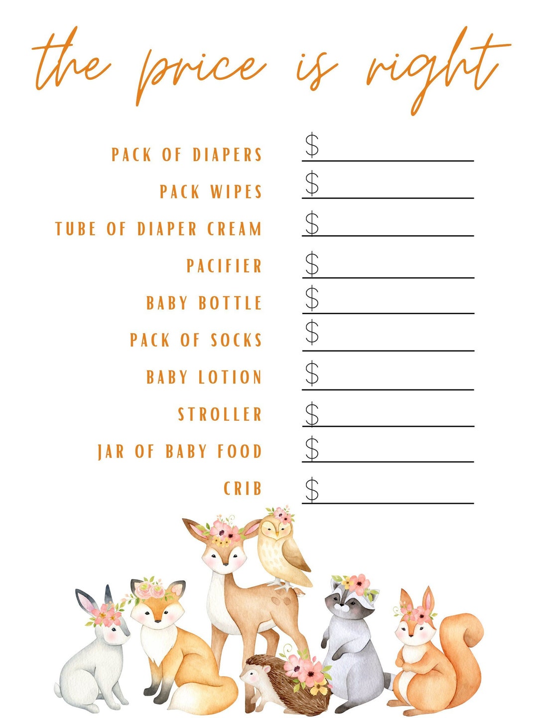 Woodlands the Price is Right Game | the Price is Right Baby Edition ...