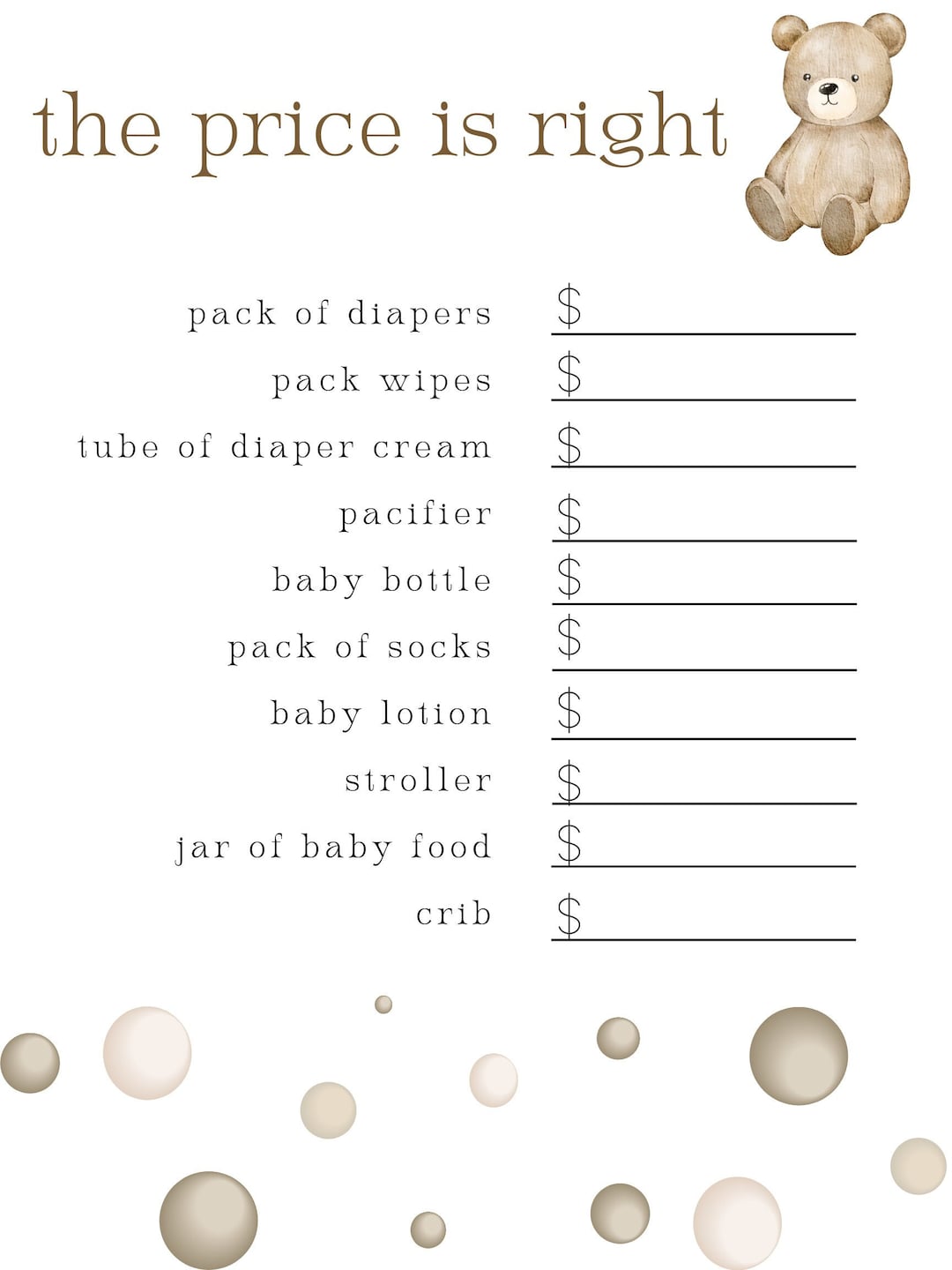 Teddy Bear the Price is Right Game | the Price is Right Baby Edition ...