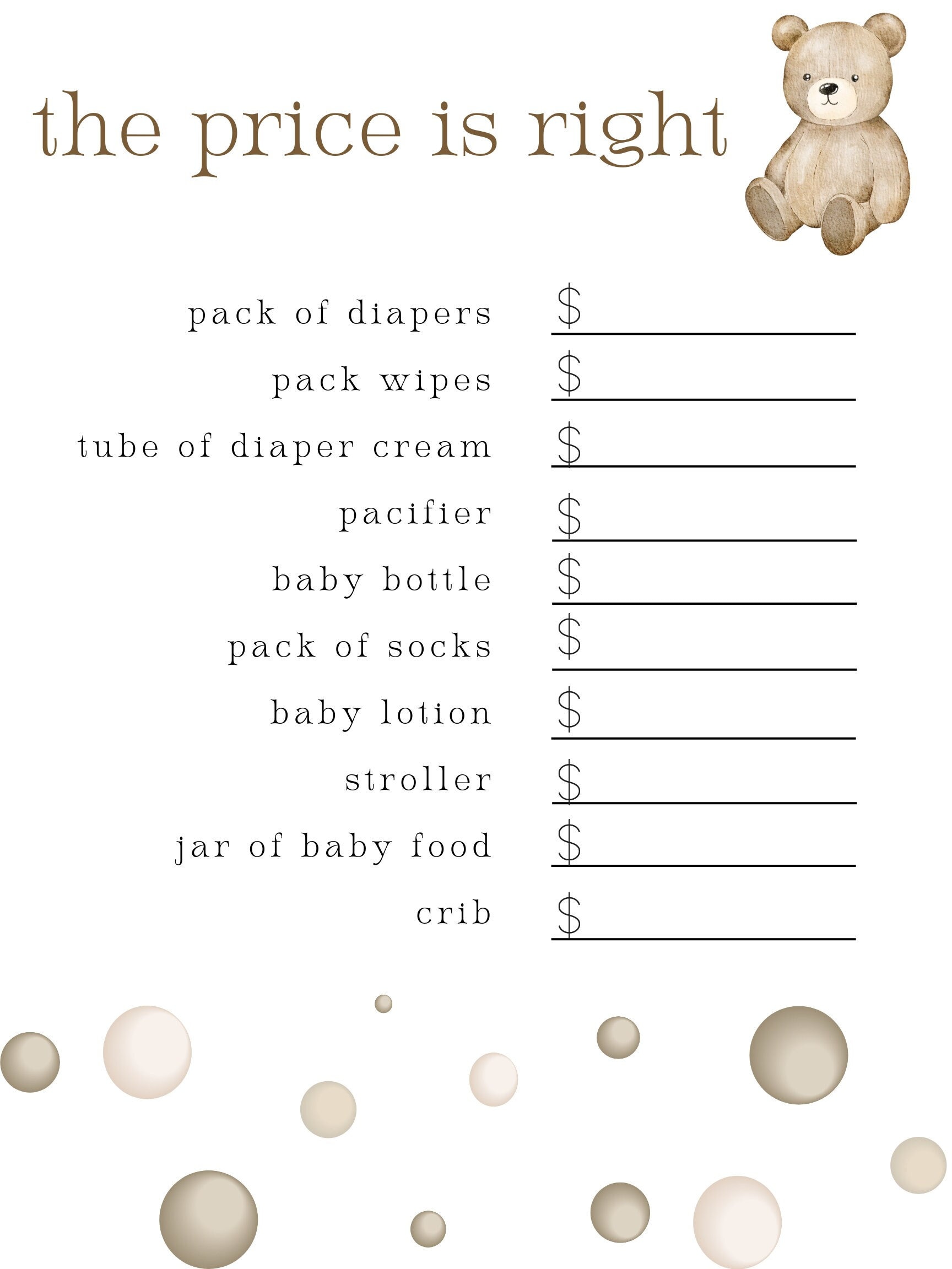 Teddy Bear the Price is Right Game | the Price is Right Baby Edition ...