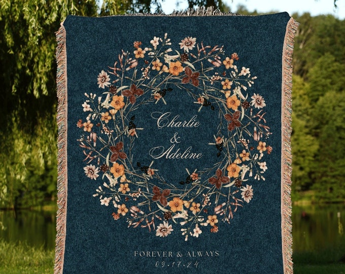 Personalized Wedding Tapestry Personalized Last Name Gift Blanket ...