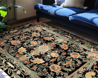 Dark Floral Cottagecore Rug Bohemian Aesthetic Living Room Home Decor ...