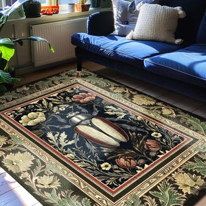 Dark Botanical Woodland Gothic Rug Vintage Aesthetic Victorian Beetle ...