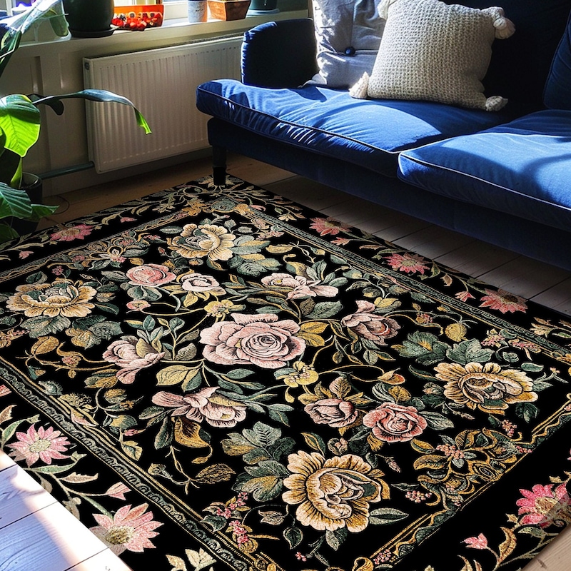 Rug With Roses - Etsy
