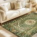 Boho Olive Green Floor Rug | Classic Ornate Victorian Rug With Sage ...