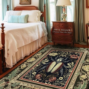 Dark Botanical Woodland Gothic Rug Vintage Aesthetic Victorian Beetle ...