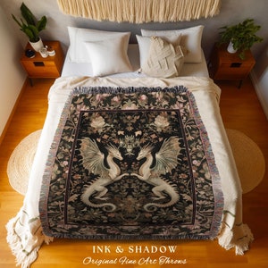 Ornate Antique Gold Folklore Aesthetic Baroque Dragon Tapestry Throw ...