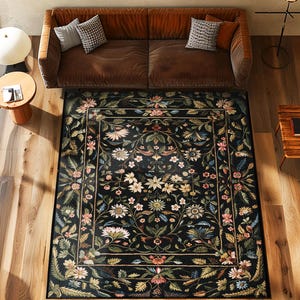 Floral Folk Art Area Rug | Scandinavian Wildflower Aesthetic Danish ...