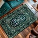 Deep Sea Green Room Accent Rug Classic Ornate Statement Rug With Blue ...