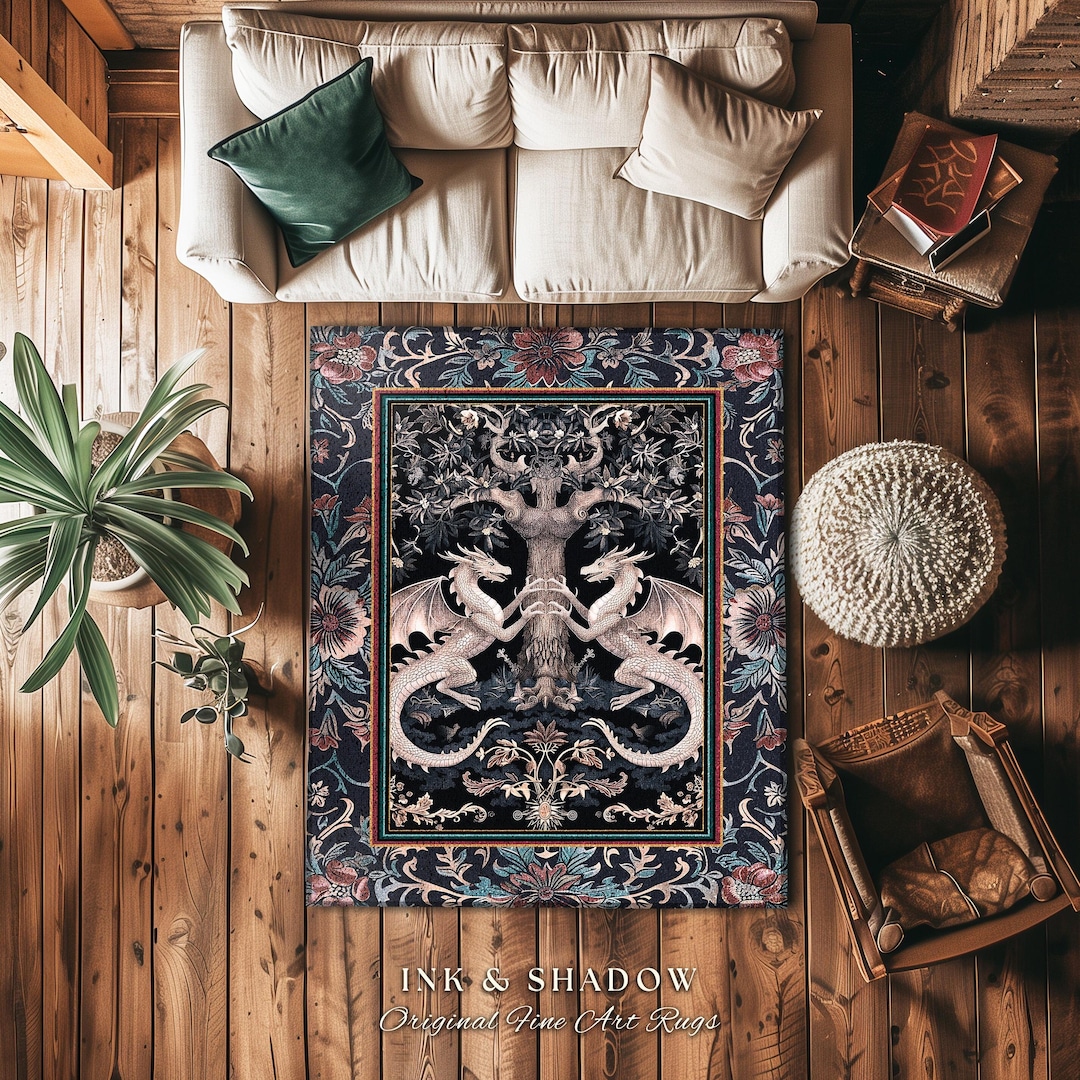 Medieval Fantasy Dragon Rug Victorian Whimsigothic Decor | Enchanted ...