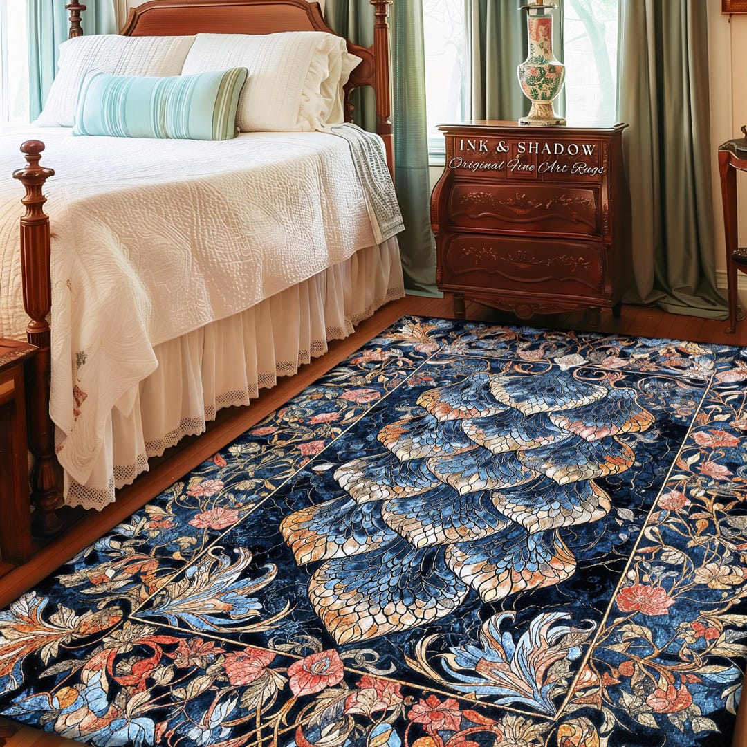 Pastel Gothic Cottagecore Rug | Dragon Scale Fantasy Area Rug Rustic ...