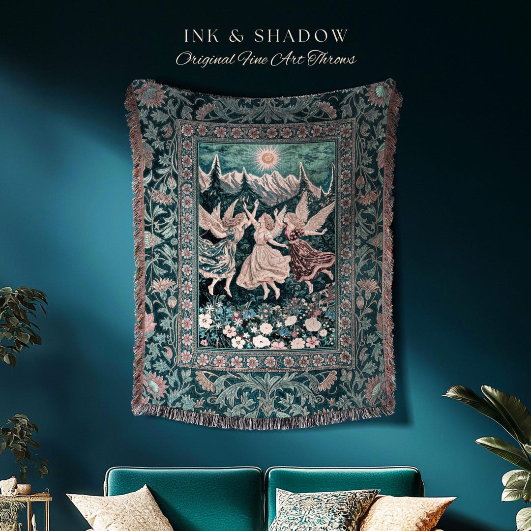 Sunny Wildflower Meadow Fairy Tapestry | Midsummer Aesthetic Throw ...