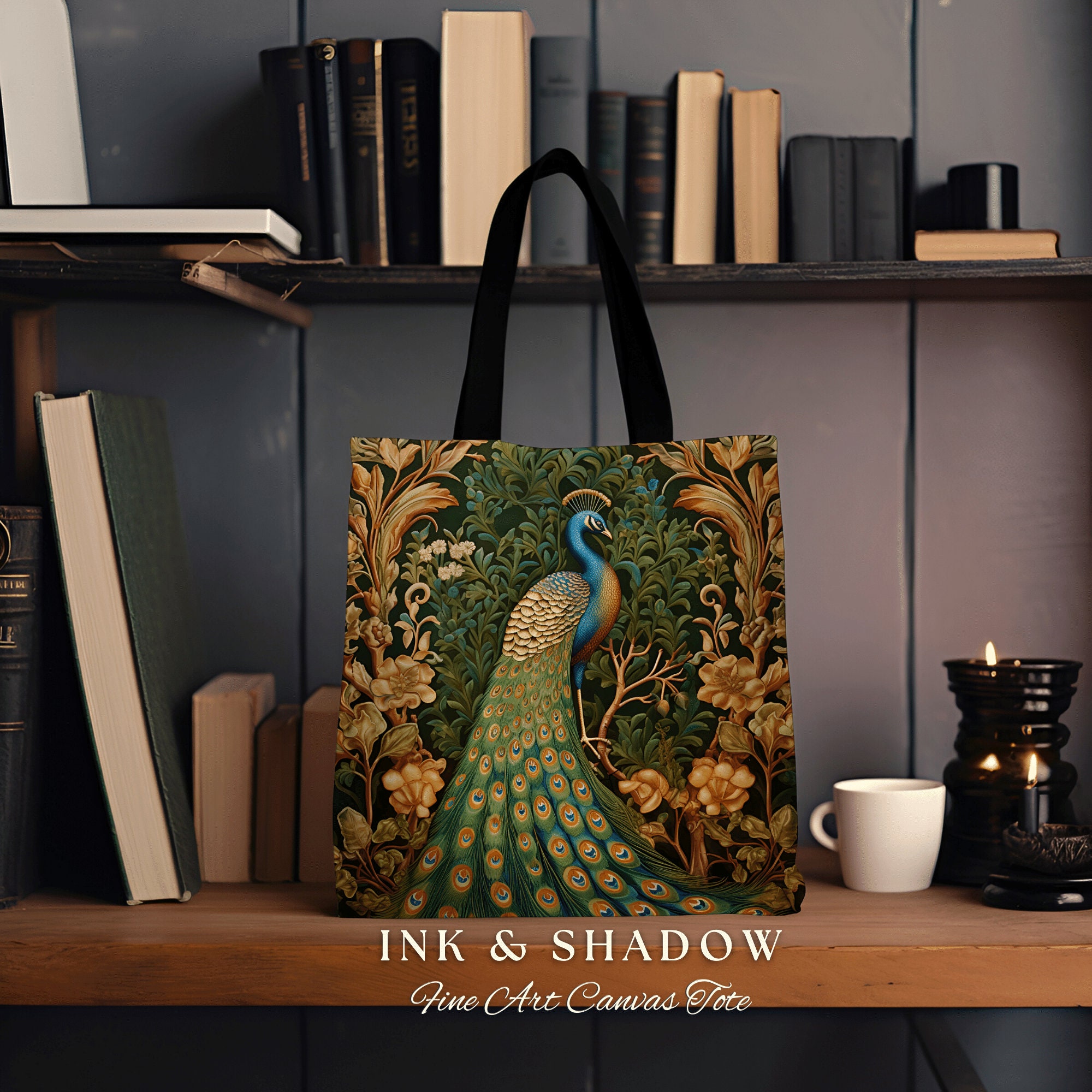 Boho Peacock Cottagecore Tote | William Morris Inspired Tote Bag ...