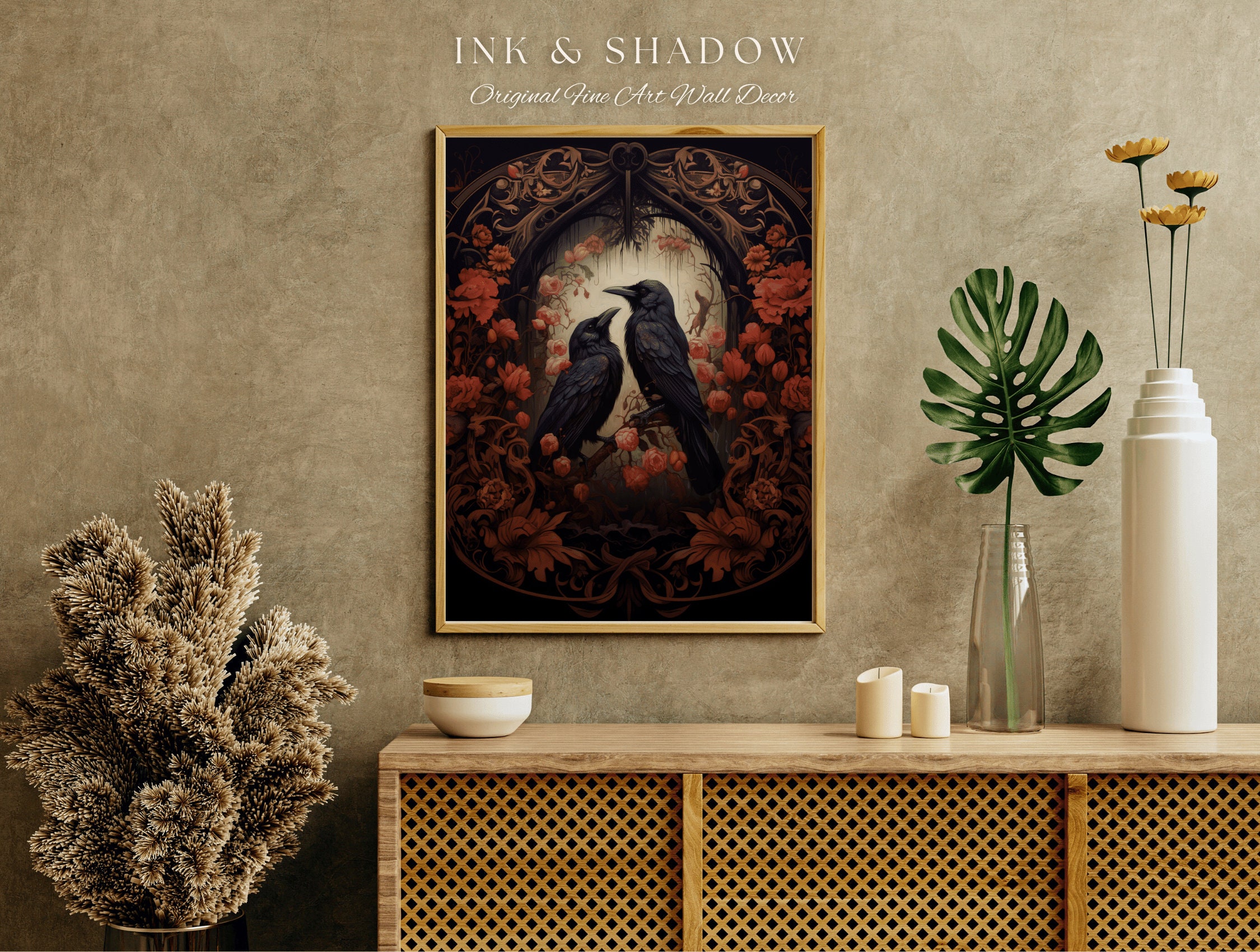 Roses and Crows Goth Poster Spooky Art Print Whimsigoth - Etsy