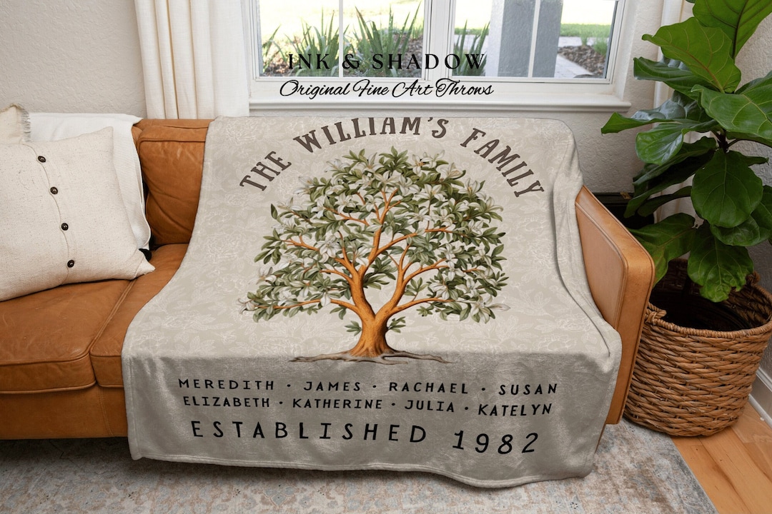 Magnolia Tree Family Name Blanket | Customized Family Tree Blanket ...