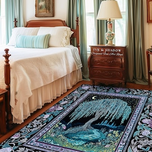 Dreamy Willow Tree Moody Area Rug | Enchanted Aesthetic Celestial ...