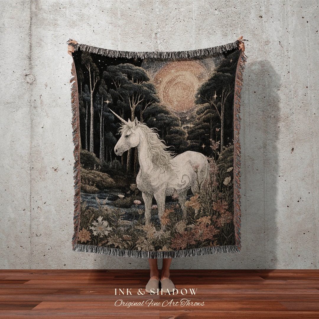 Ethereal Unicorn Tapestry Woven | Whimsical Room Decor Medieval ...