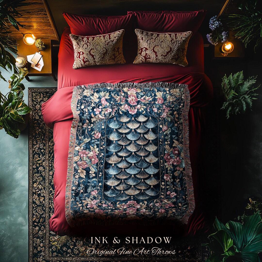 Ethereal Magic Floral Folklore Tapestry | Storybook Fairytale Dragon ...
