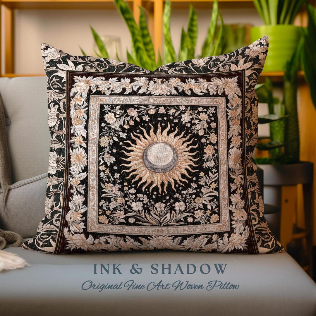 Divine Aesthetic Sun and Moon Pillow | Magical Astrology Celestial Whimsigothic Boho Bedroom ...
