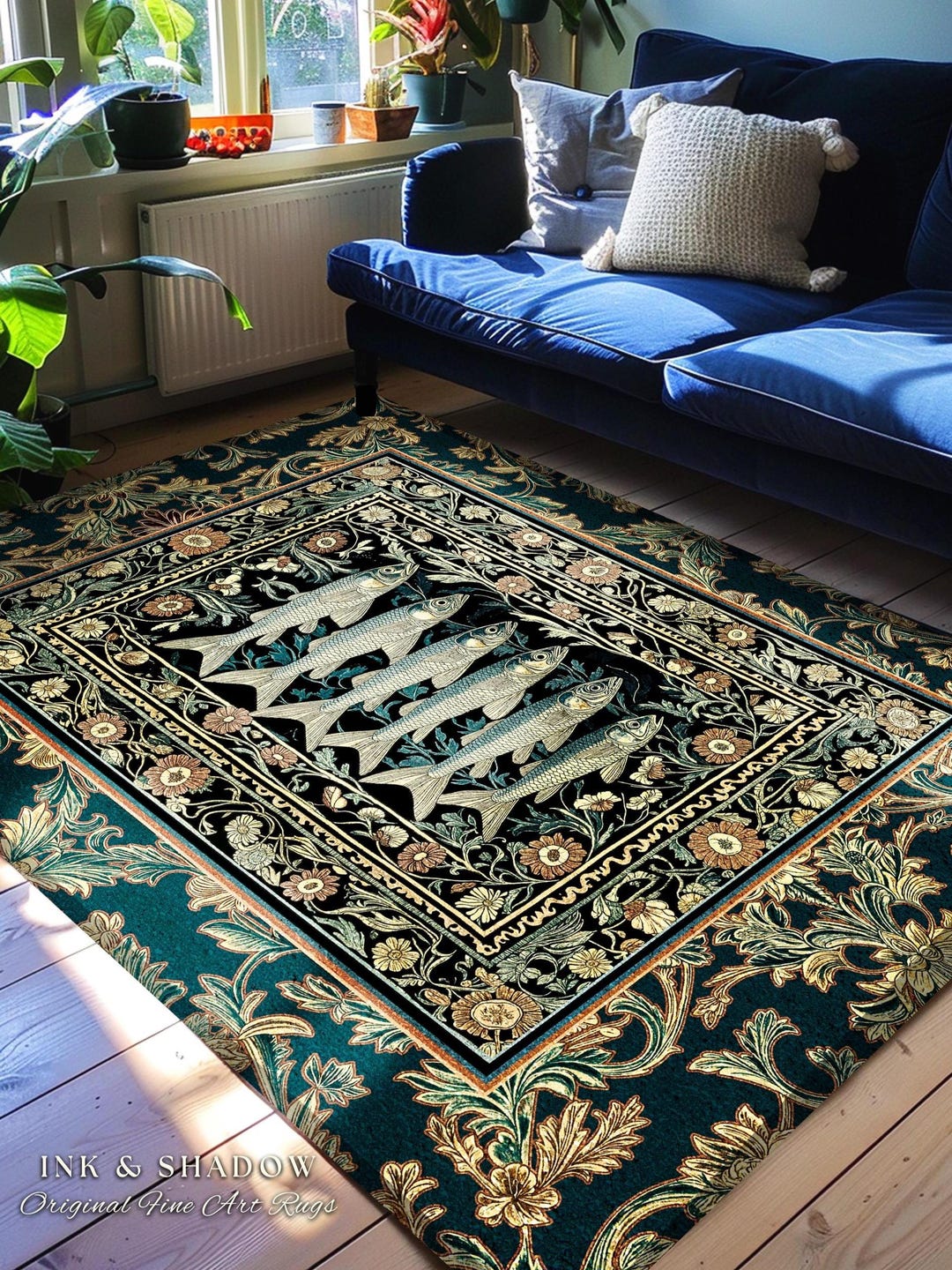 Oceancore Cozy Accent Rug Sardine | Indie Nautical Bedroom Marine Life ...