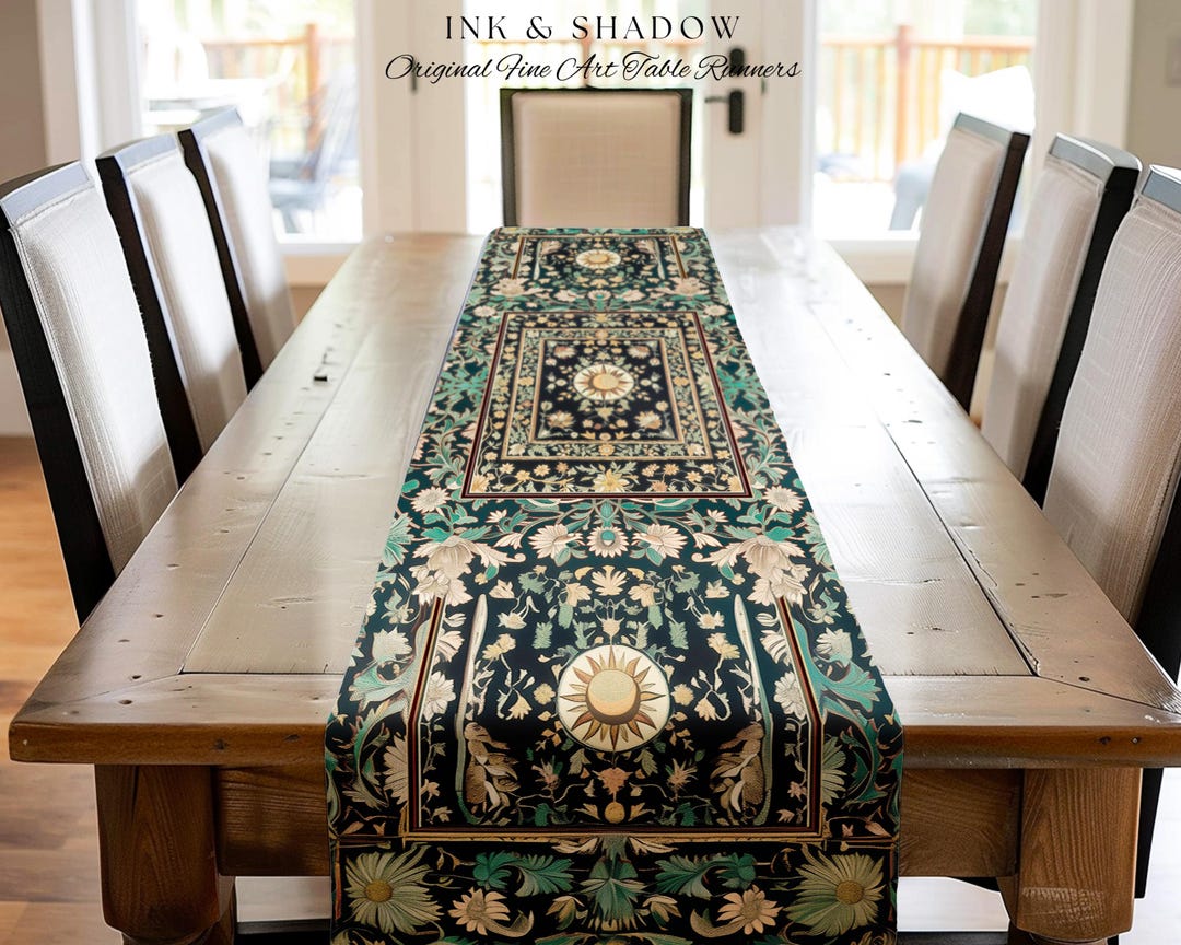 Witchy Sun Dark Academia Table Runner | Bohemian Rustic Whimsical ...