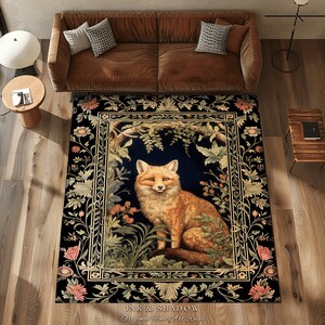 Mystic Woodland Fox Rug Cottagecore Room Decor William Morris Inspired ...