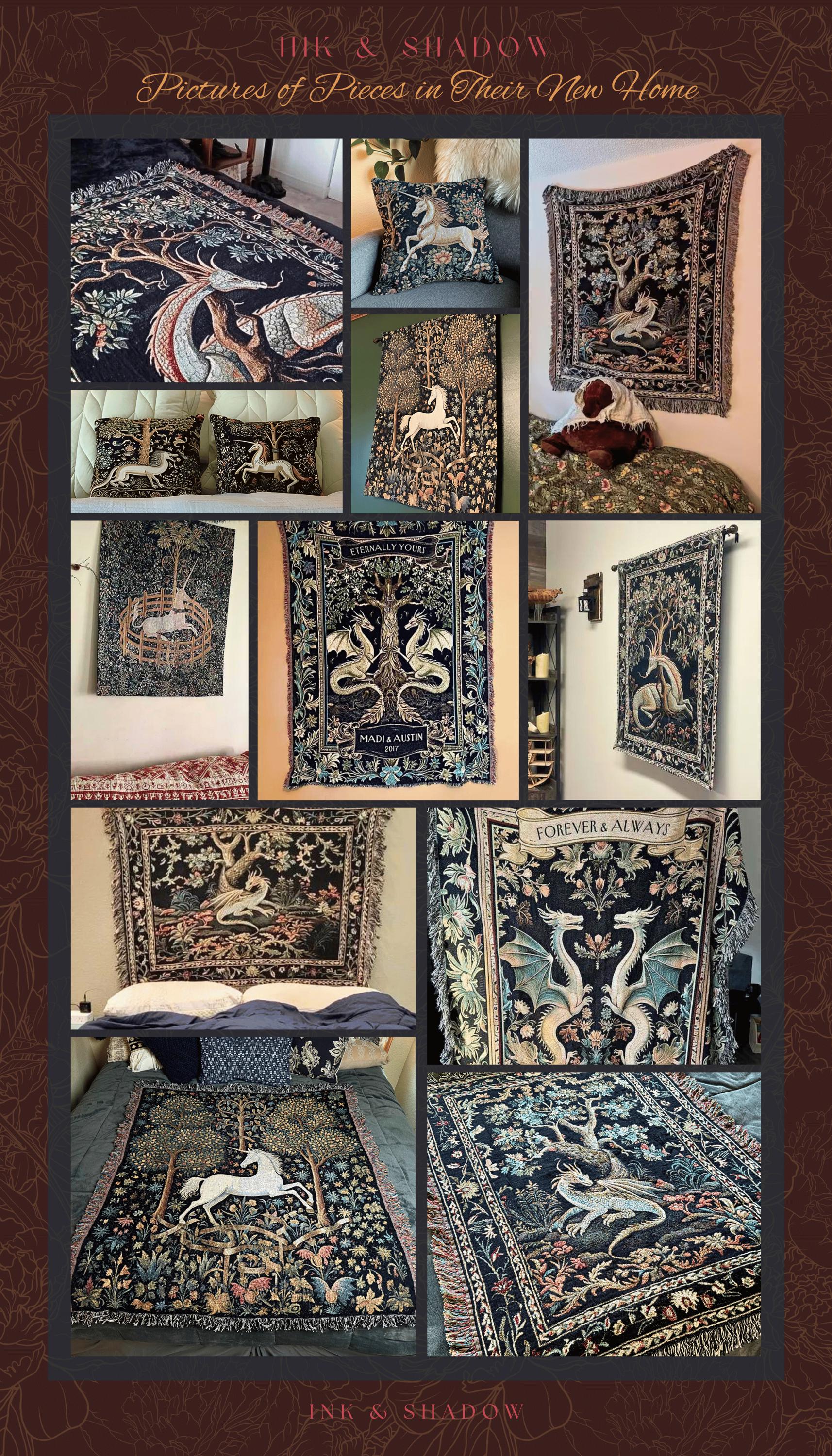 Medieval Library Cozy Reading Blanket | Dragon Aesthetic Whimsigothic ...