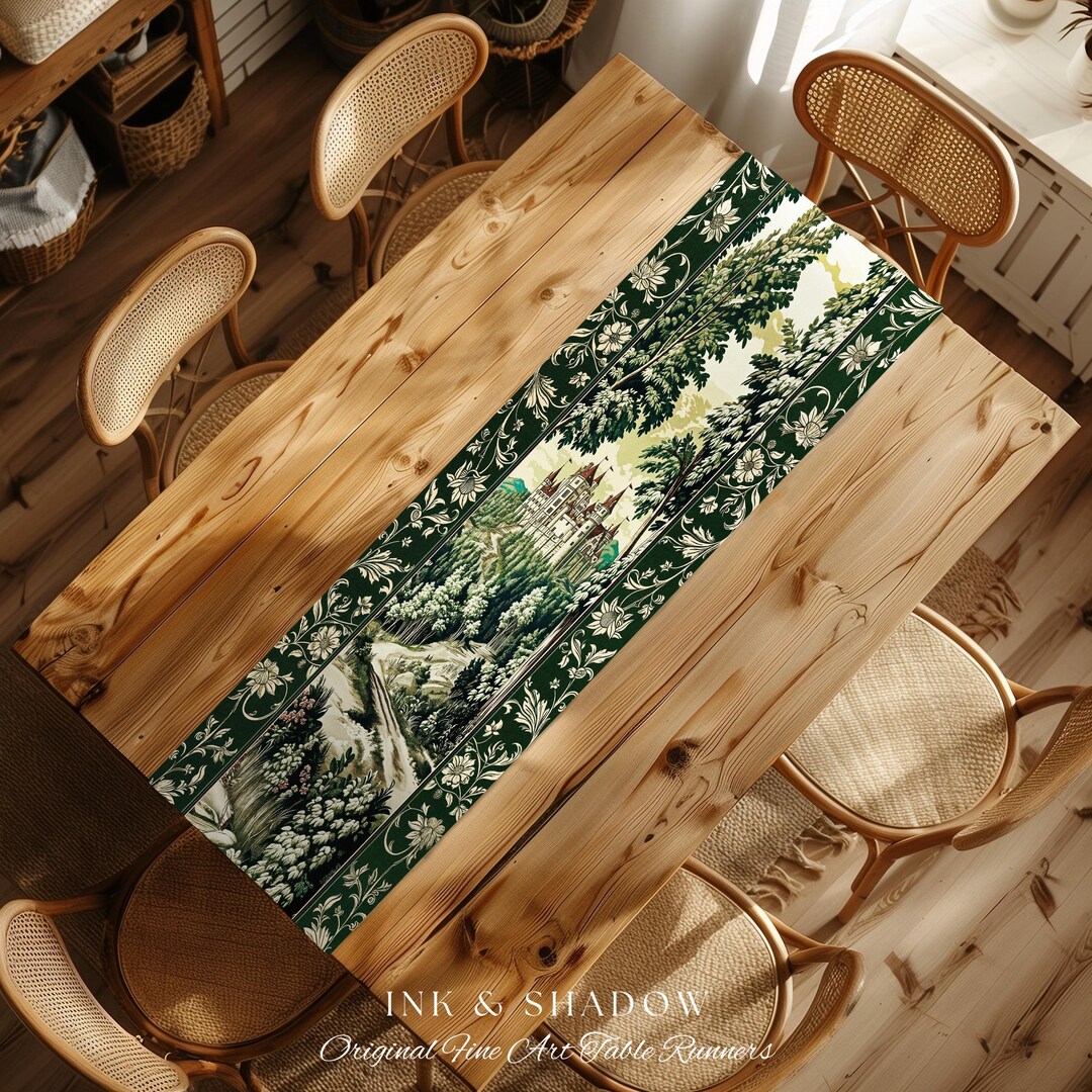 Medieval Castle Woodland Forest Table Runner Forestcore Dark Academia ...