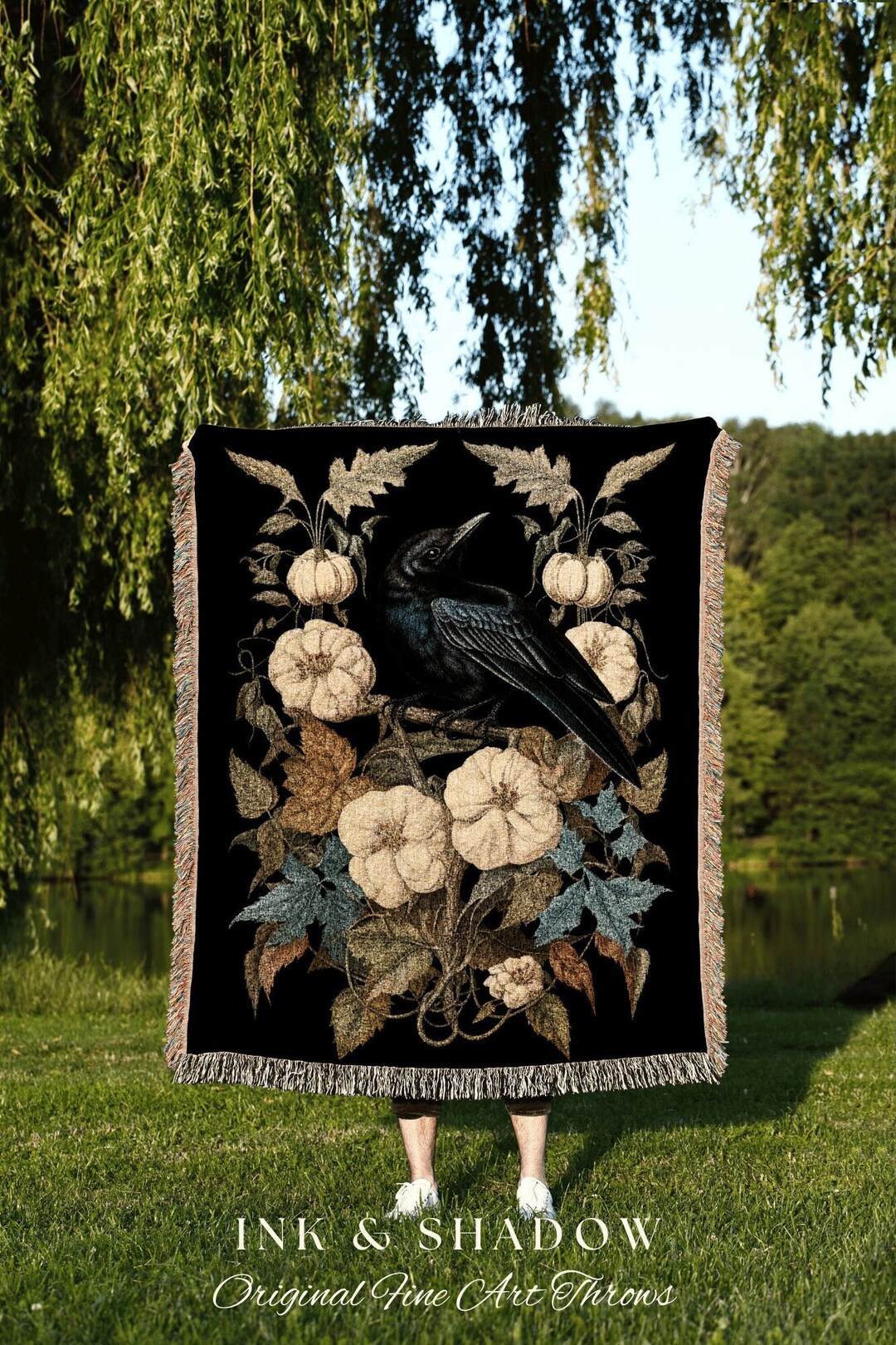 Dark Floral Room Decor Crowcore Tapestry Whimsigoth | Dark Cottagecore ...