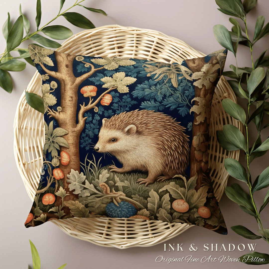 Forestcore Hedge Hog Pillow Woodland Pillow William Morris Inspired ...