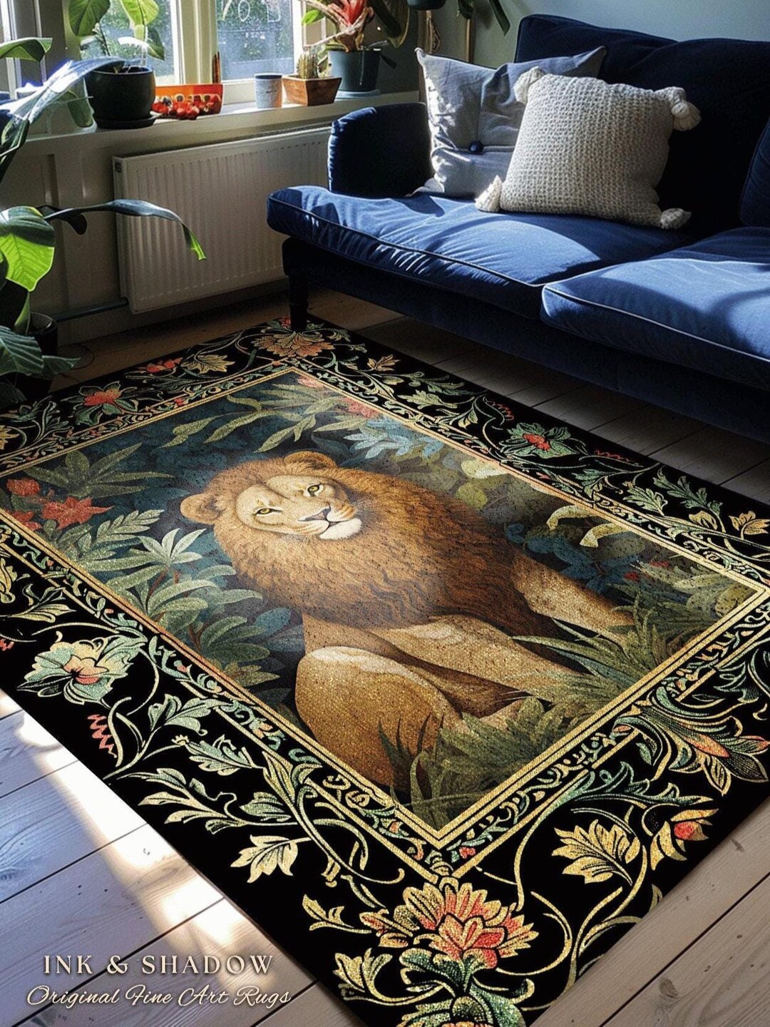 Lion Area Rug Botanical | Nature Inspired Room Decor William Morris ...