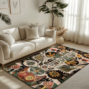 Trendy Aesthetic Boho Rug Indie Floral Aesthetic Living Room Danish Home Decor Rustic ...