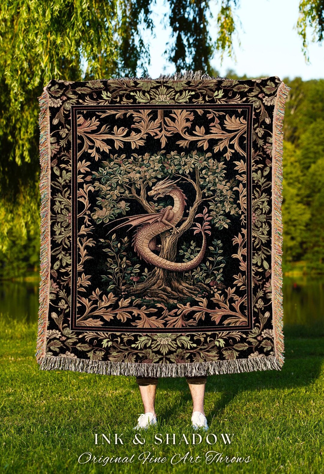 Ornate Victorian Gothic Dragon Blanket Enchanted Baroque Medieval ...