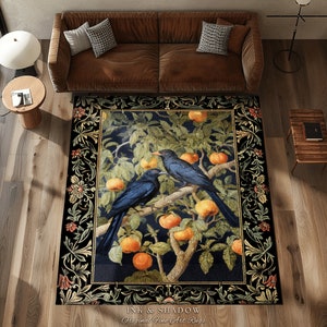 Woodland Gothic Raven Rug Crowcore Home Decor | Cottagegoth Moody ...