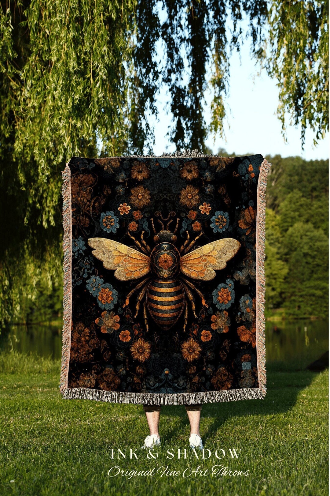 Cottagecore Bee Decor Tapestry Blanket Woven Bee Decor Cottagecore ...