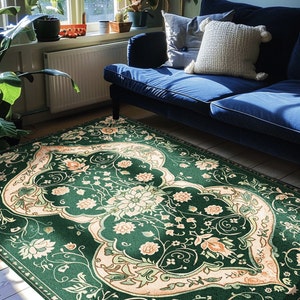 Elegant Sea Green Area Rug Classic Ornate Statement Rug With Fine ...