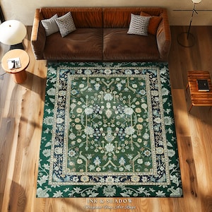 Muted Green Boho Area Rug Rustic Aesthetic Living Room Pastel Green ...