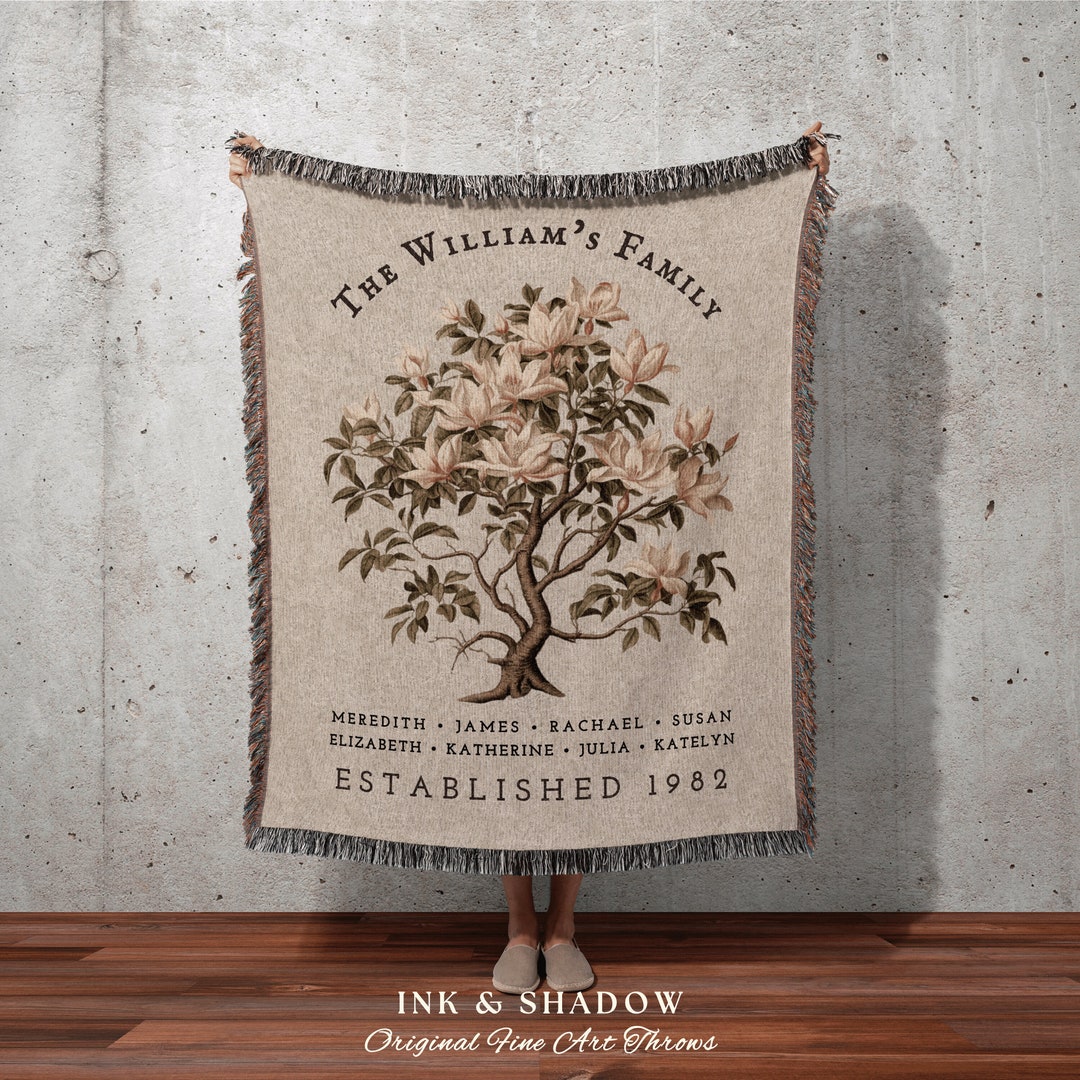 Vintage Family Tree Blanket | Family Name Blanket Custom Family Tree ...