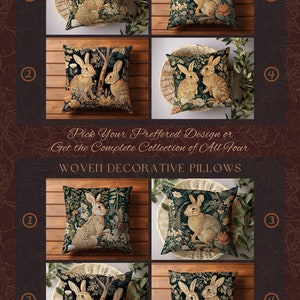 Fairycore Rabbit Throw Pillow | Couch Cushion William Morris Throw Cottagecore Bunny Decor ...