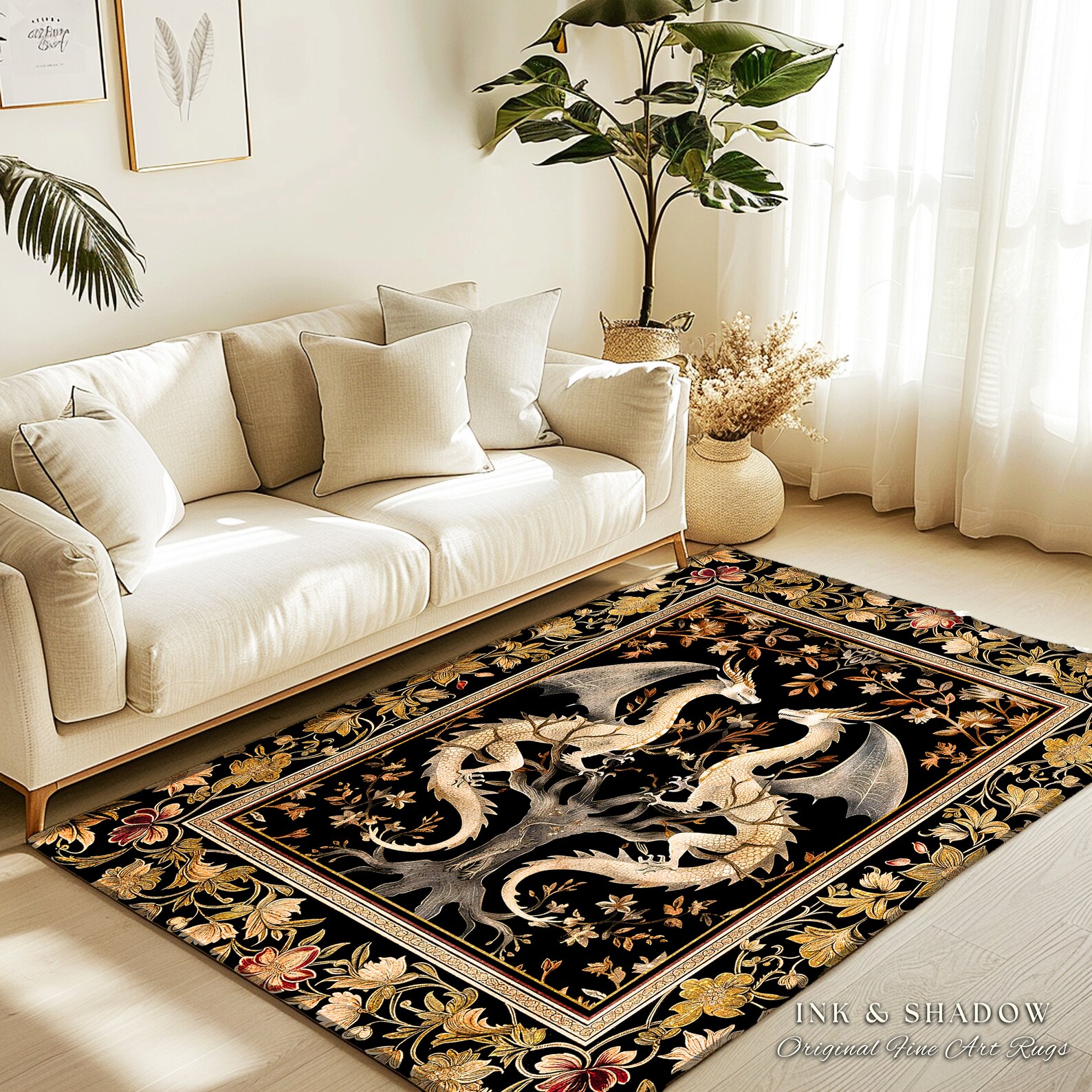 Ethereal Dragon Lover Rug Magical Fantasy Gothic Decor | Enchanted ...