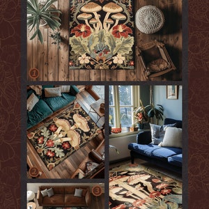 Woodland Fungi Living Room Rug | Mushroom Bedroom Boho Living Room Home ...