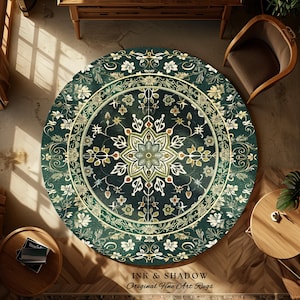 Moody Emerald Green Area Rug | Persian Green Floor Rug Ornate Rug With ...