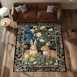 Cottagecore Bunnies Spring Rug | Woodland Room Decor William Morris ...