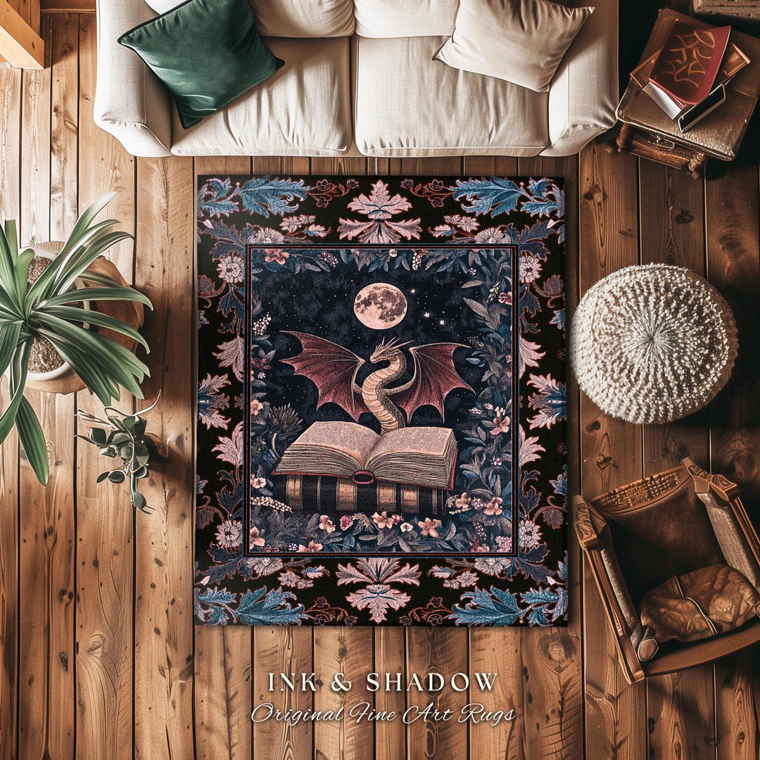 Dark Magic Dragon Theme Rug | Mystic Academia Medieval Fantasy Area Rug ...